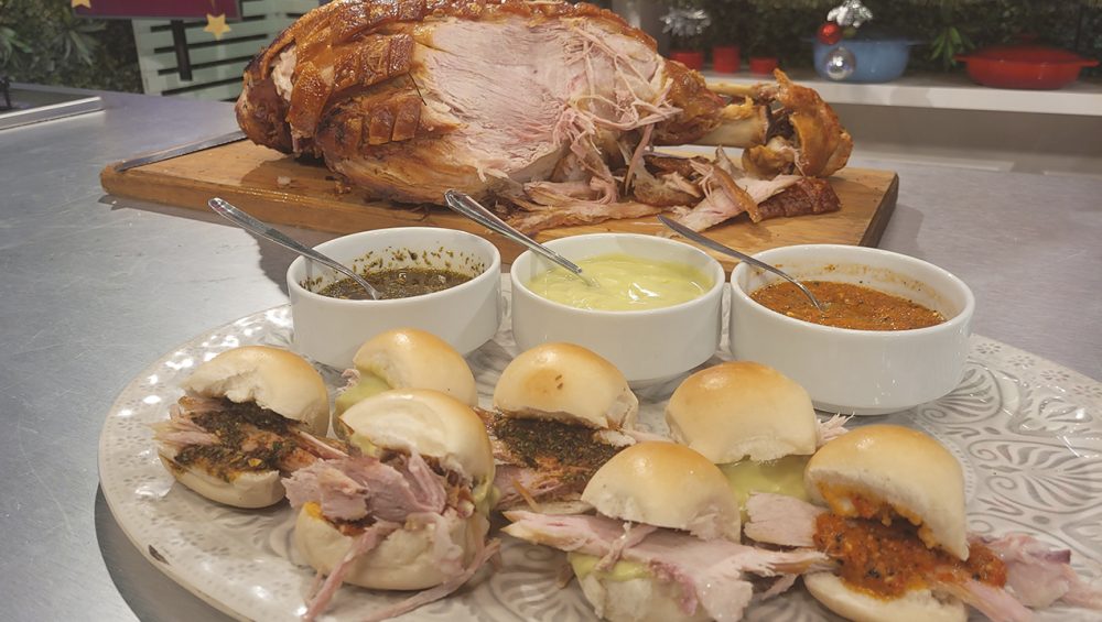 Pernil de cerdo para sándwichs con salsas